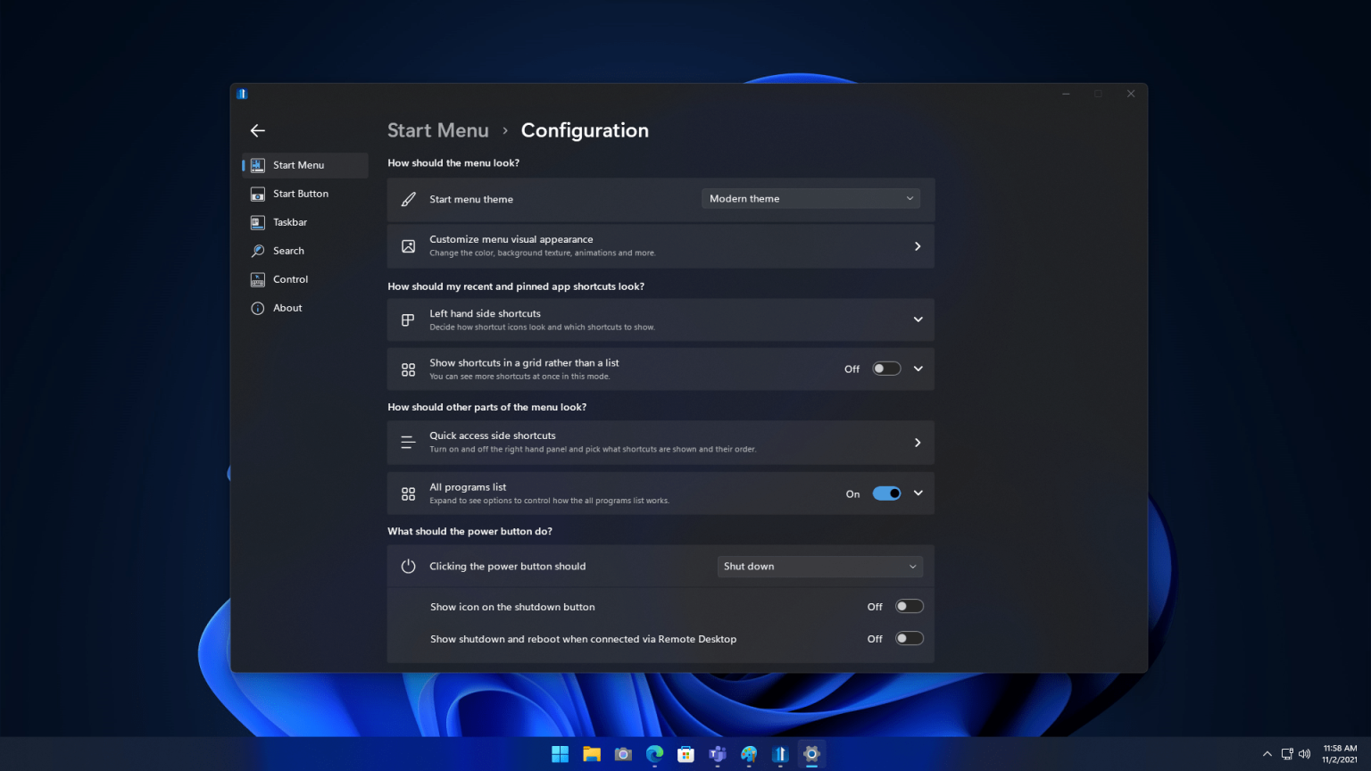 About – Start 11在Win11上恢复经典开始菜单